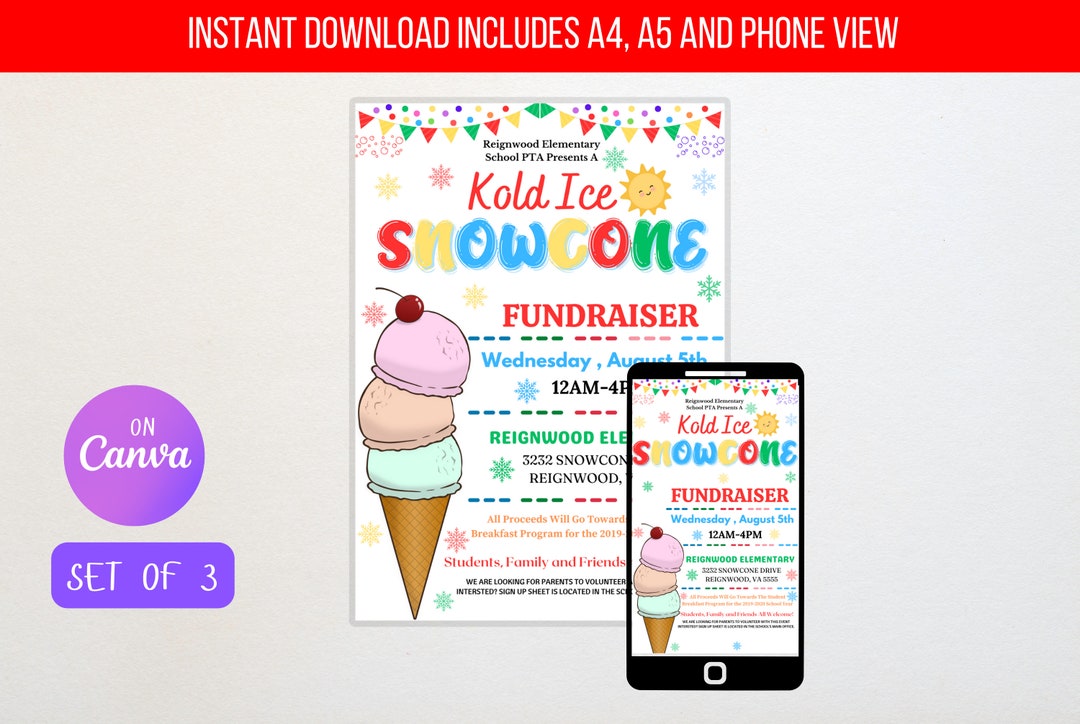 Snowcone Fundraiser Flyer, Editable Appreciation Week, Ice Cream Party ...