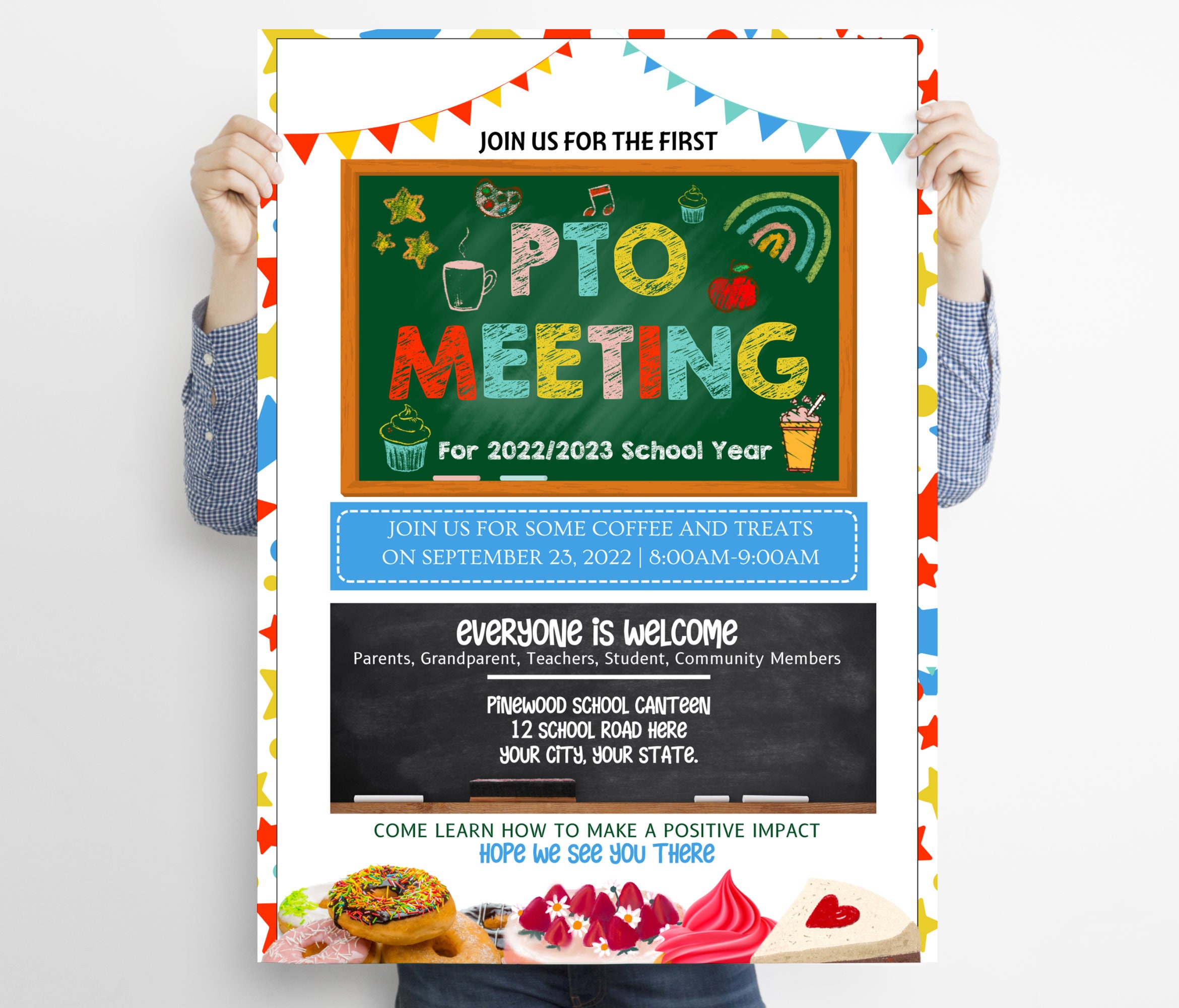 EDITABLE PTO PTA Meeting Handout Flyer, School Fundraiser Event ...