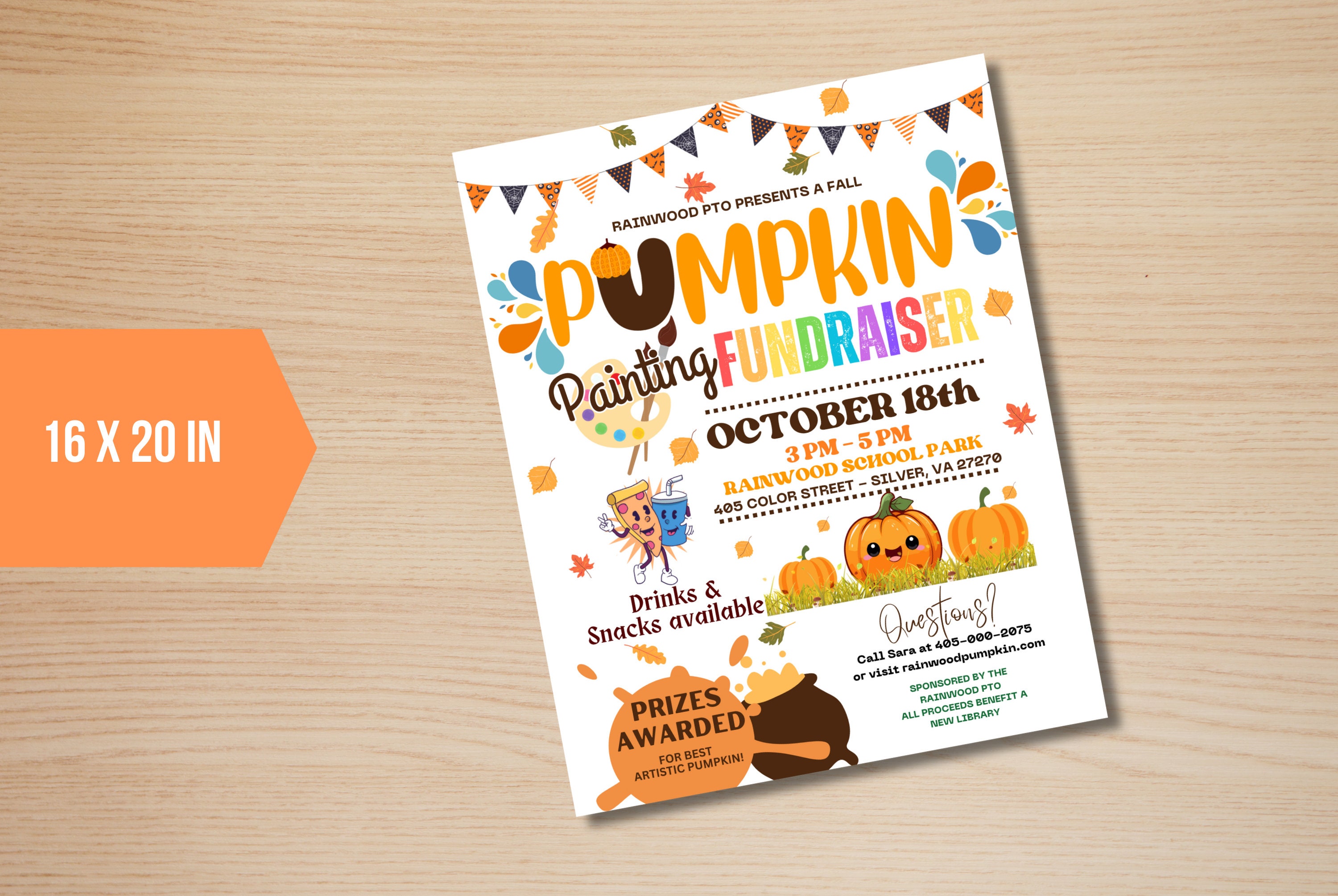 EDITABLE Pumpkin Painting Fundraiser Invitation Flyer, School Event ...