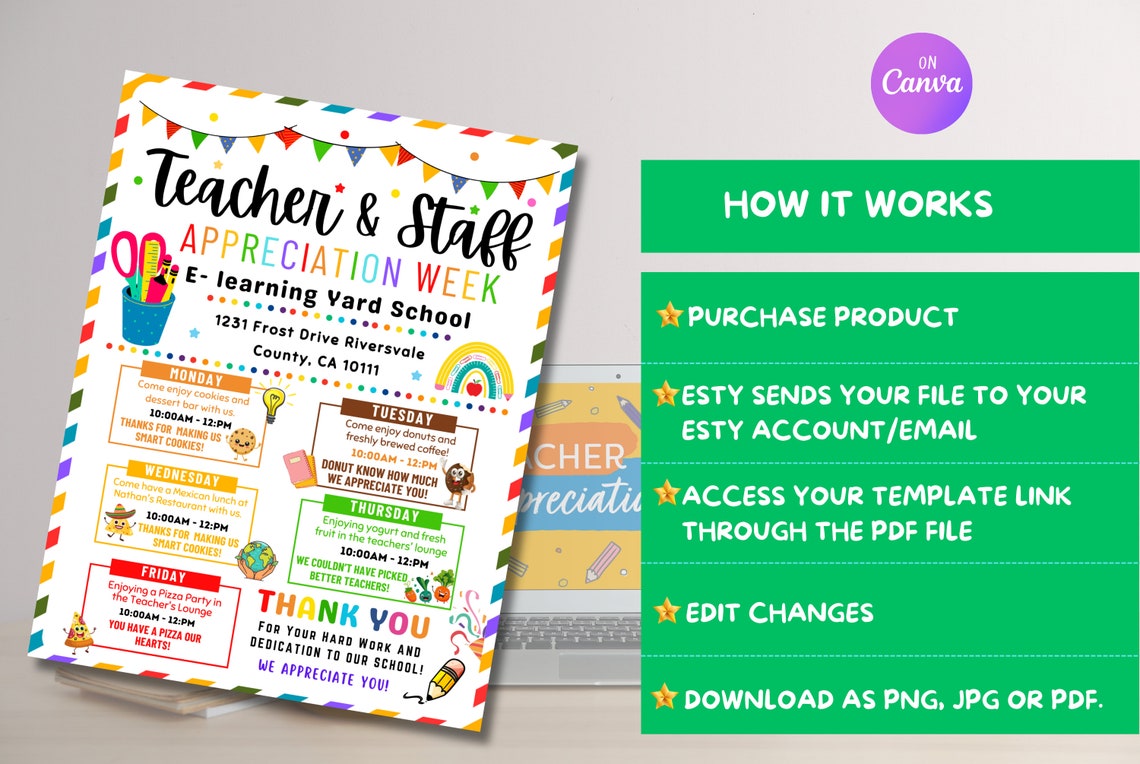 EDITABLE Teacher and Staff Appreciation Invitation, Editable School ...