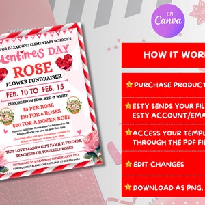 EDITABLE Valentines Day Carnation Flower Fundraiser Flyer, Fundraiser ...