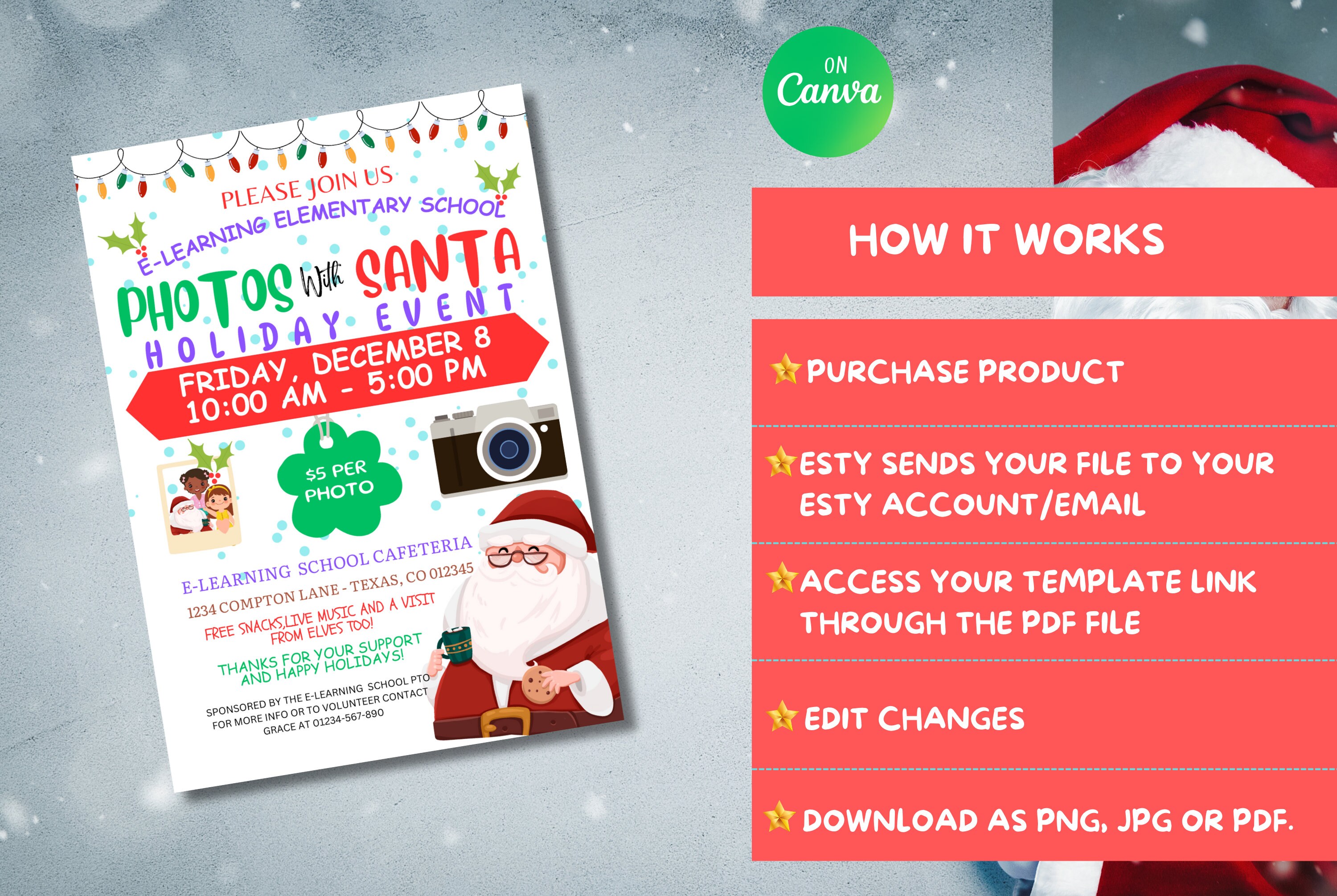 EDITABLE Photos With Santa Flyer Printable Photos Invitation - Etsy