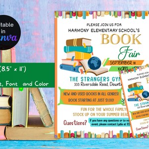 EDITABLE Book Fair Flyer Printable School Fundraiser Invitation ...