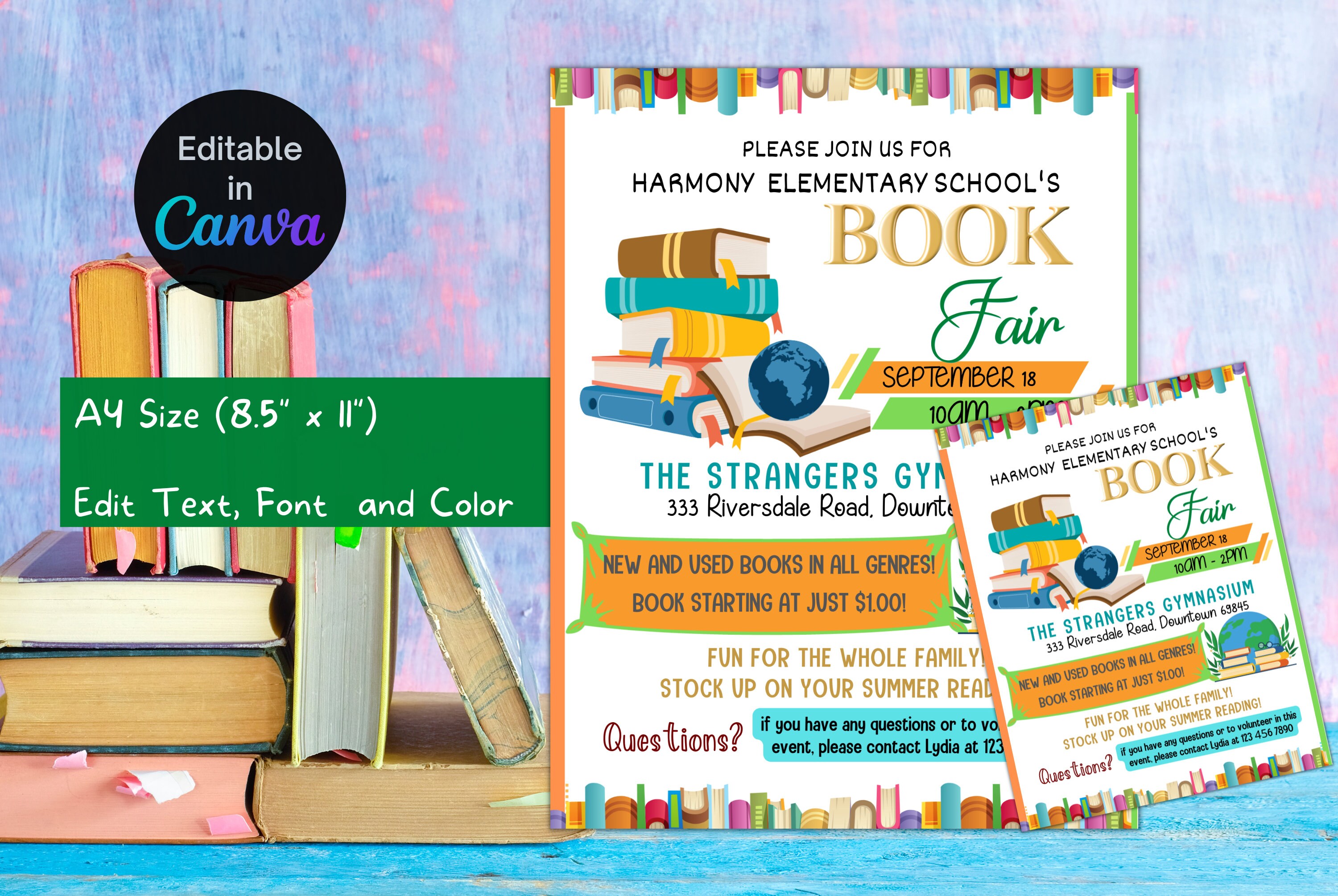 EDITABLE Book Fair Flyer Printable School Fundraiser - Etsy