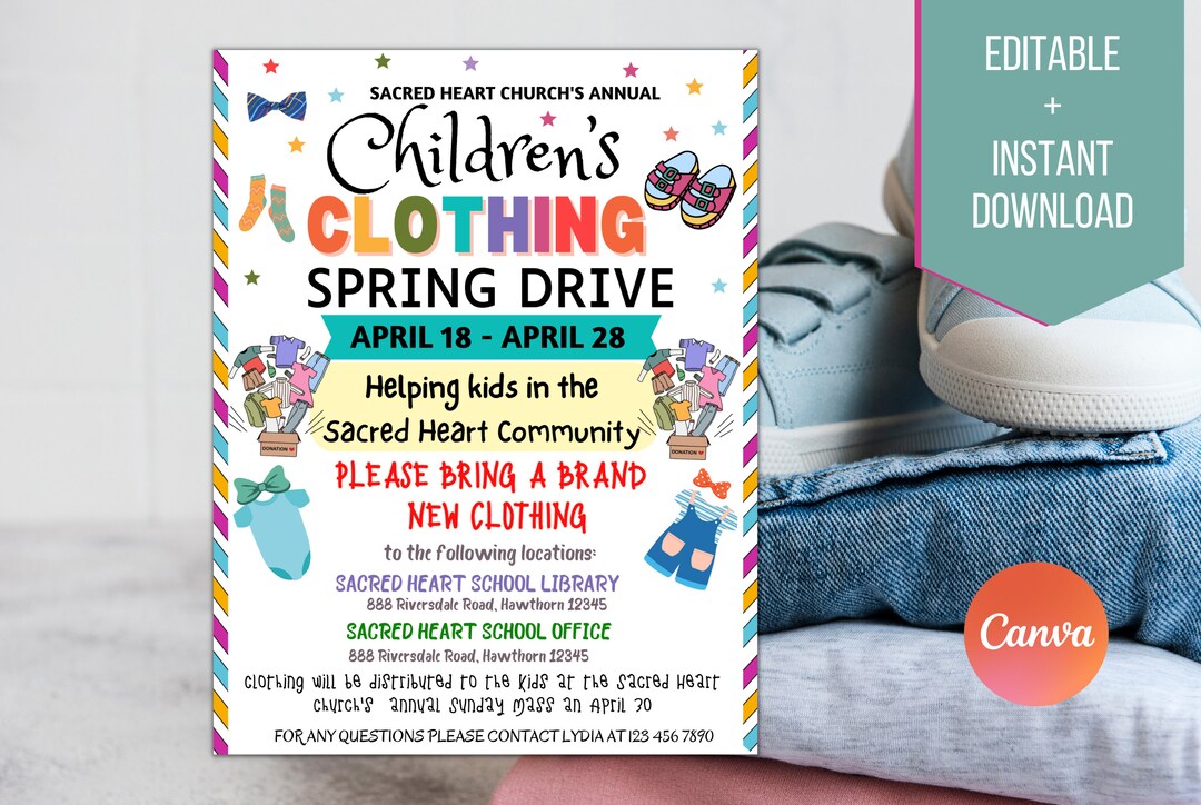Clothing Drive Flyer, Printable PTA PTO Flyer, School Church Fundraiser ...