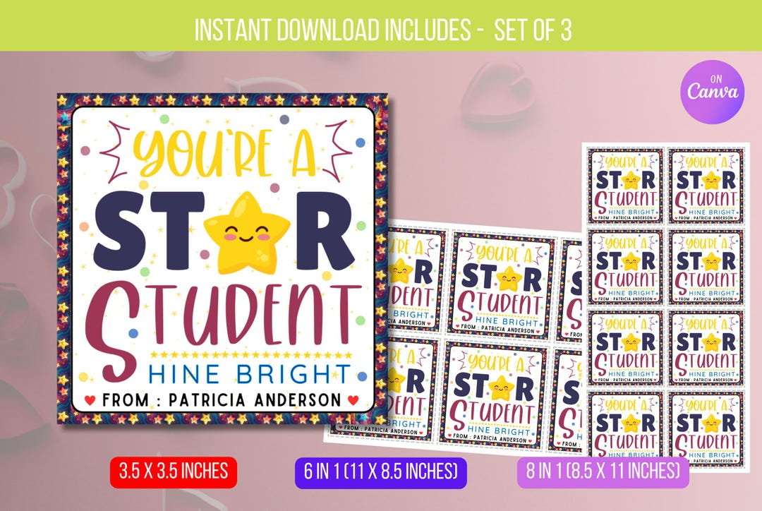 EDITABLE You're A Star Student Gift Tag, Star Student Tag, Shine Bright ...