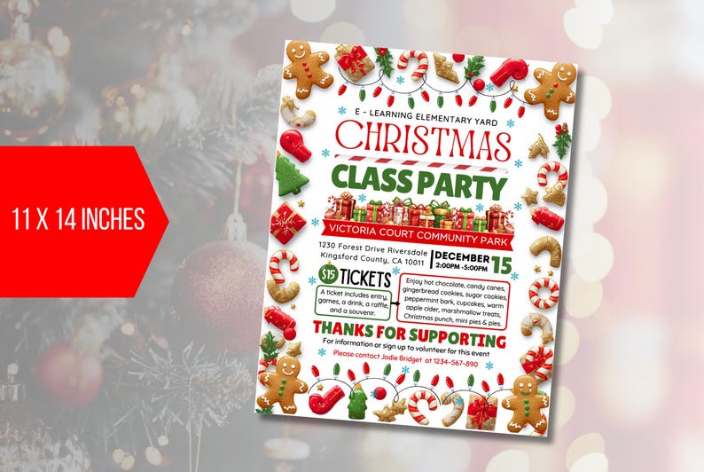 EDITABLE Christmas Class Party Flyer, School Christmas Party Invitation ...