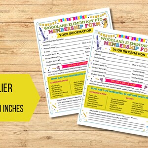 Printable/editable PTO PTA Membership Form, Pto/pta Parent Volunteer ...