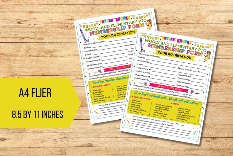 Printable/editable PTO PTA Membership Form, Pto/pta Parent Volunteer ...