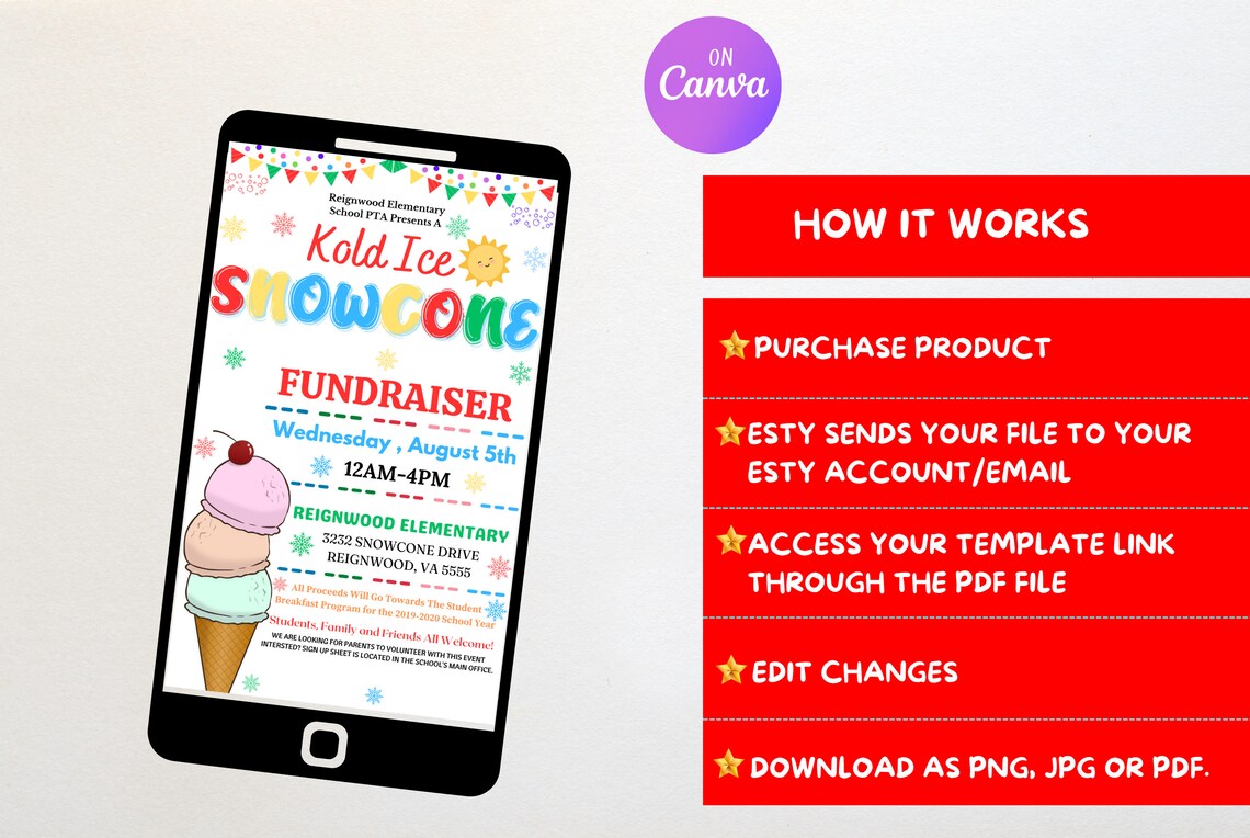 Snowcone Fundraiser Flyer, Editable Appreciation Week, Ice Cream Party ...