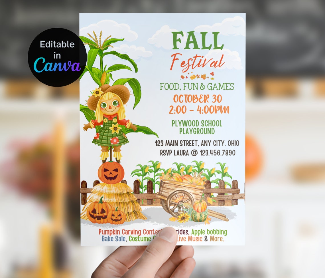 EDITABLE Fall Harvest Flyer, Digital Flyer for Pumpkin Patch Party ...
