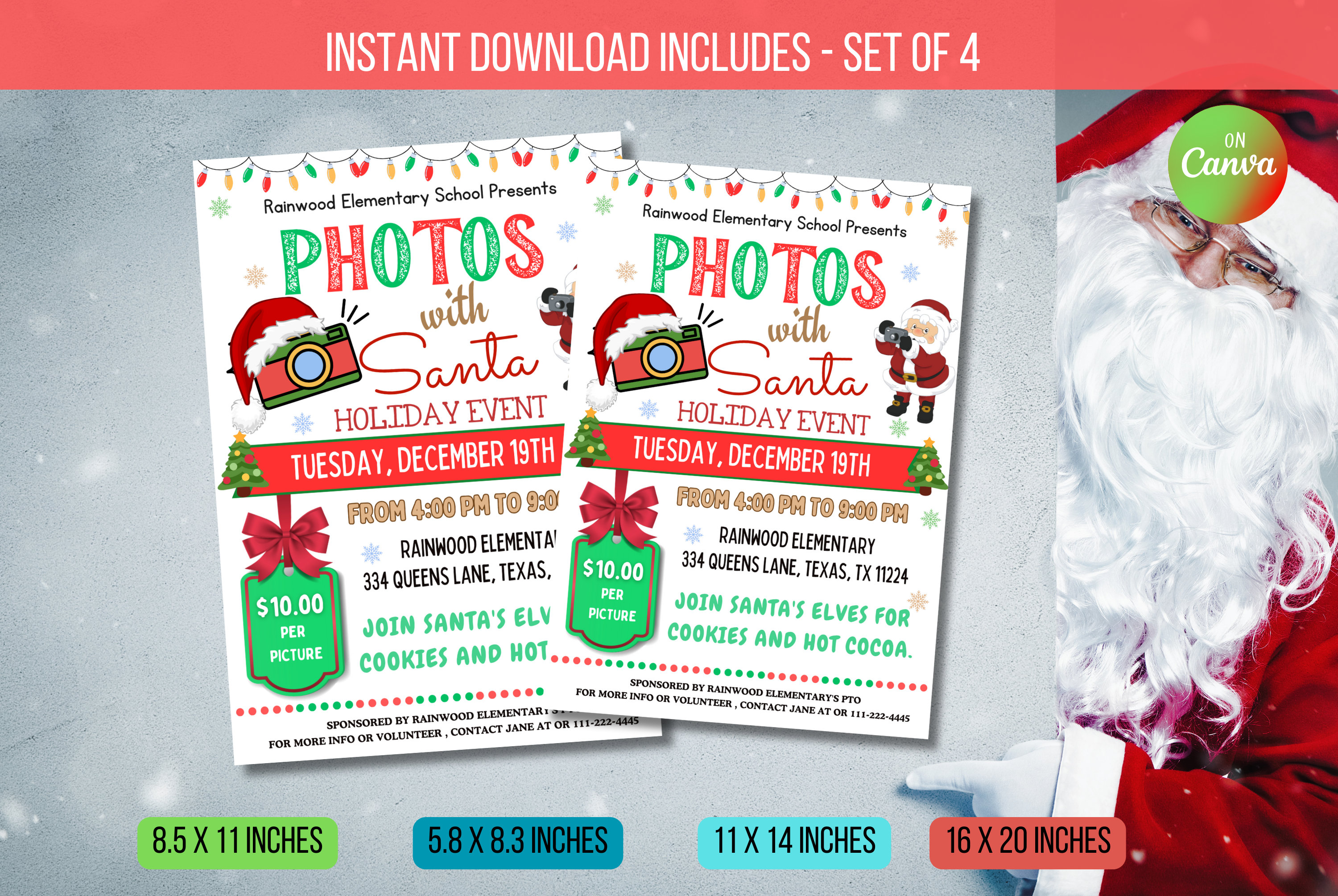 EDITABLE Photos With Santa Flyer, Printable Photos Invitation, Kid ...