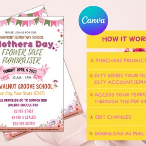 EDITABLE Mother's Day Flower Fundraiser Flyer, Printable Invite ...