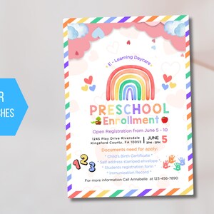 EDITABLE Preschool Enrollment Flyer, Registration Flyer, Pre-k Open ...