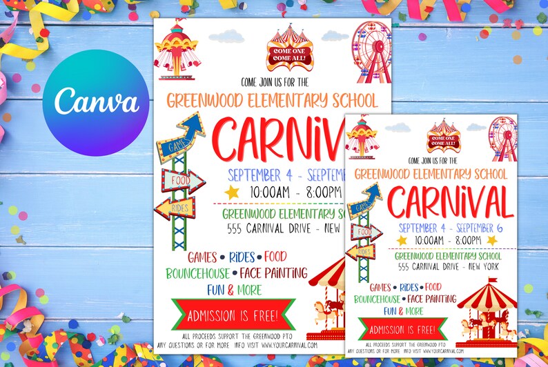 EDITABLE Carnival Flyer Printable PTA PTO Flyer School - Etsy