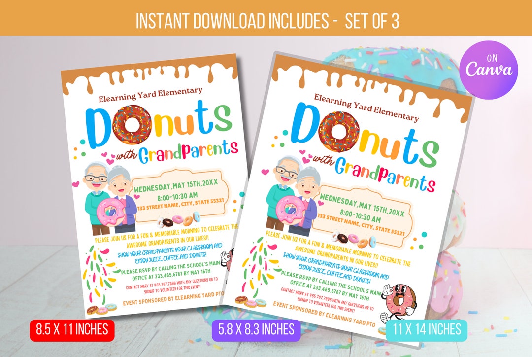 EDITABLE Donuts With Grandparents Flyer, School Grandparents Event ...