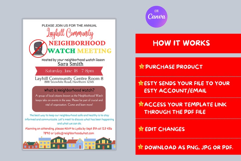 Neighborhood Safety Meeting Invite, Block Watch Meeting Event Flyer ...