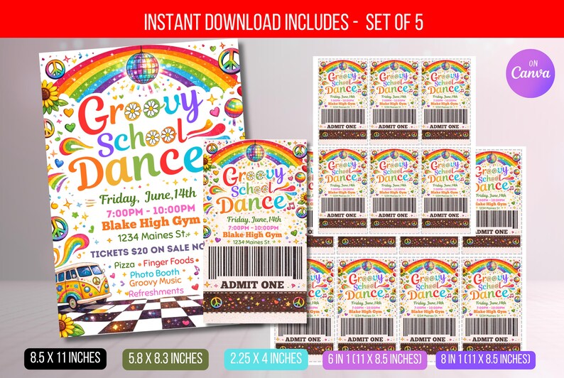 EDITABLE Groovy School Dance Template Invite, School Homecoming Senior ...