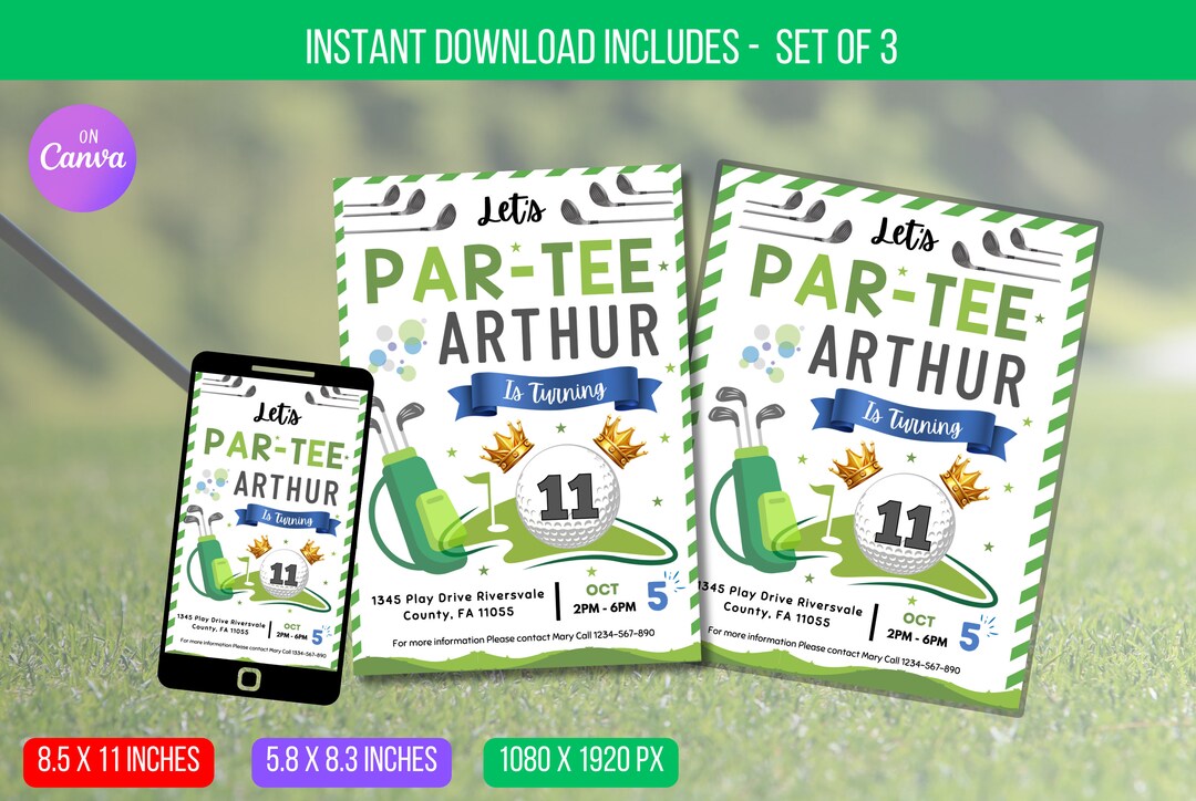 EDITABLE Let's Par-tee Birthday Invitation, Birthday Party Invite, Boy ...