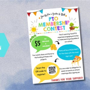 EDITABLE PTO Membership Contest Flyer Template, PTA Membership ...