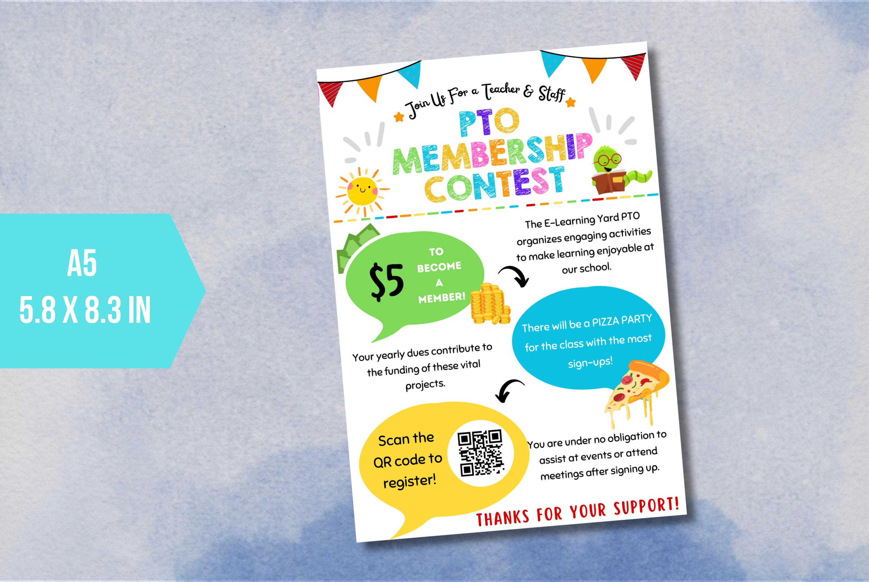 EDITABLE PTO Membership Contest Flyer Template, PTA Membership ...