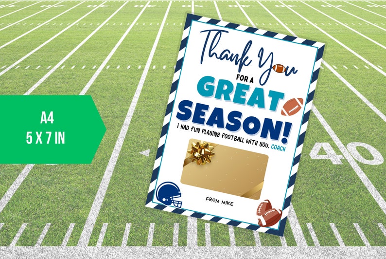 EDITABLE Football Coach Appreciation Gift Card Printable - Etsy
