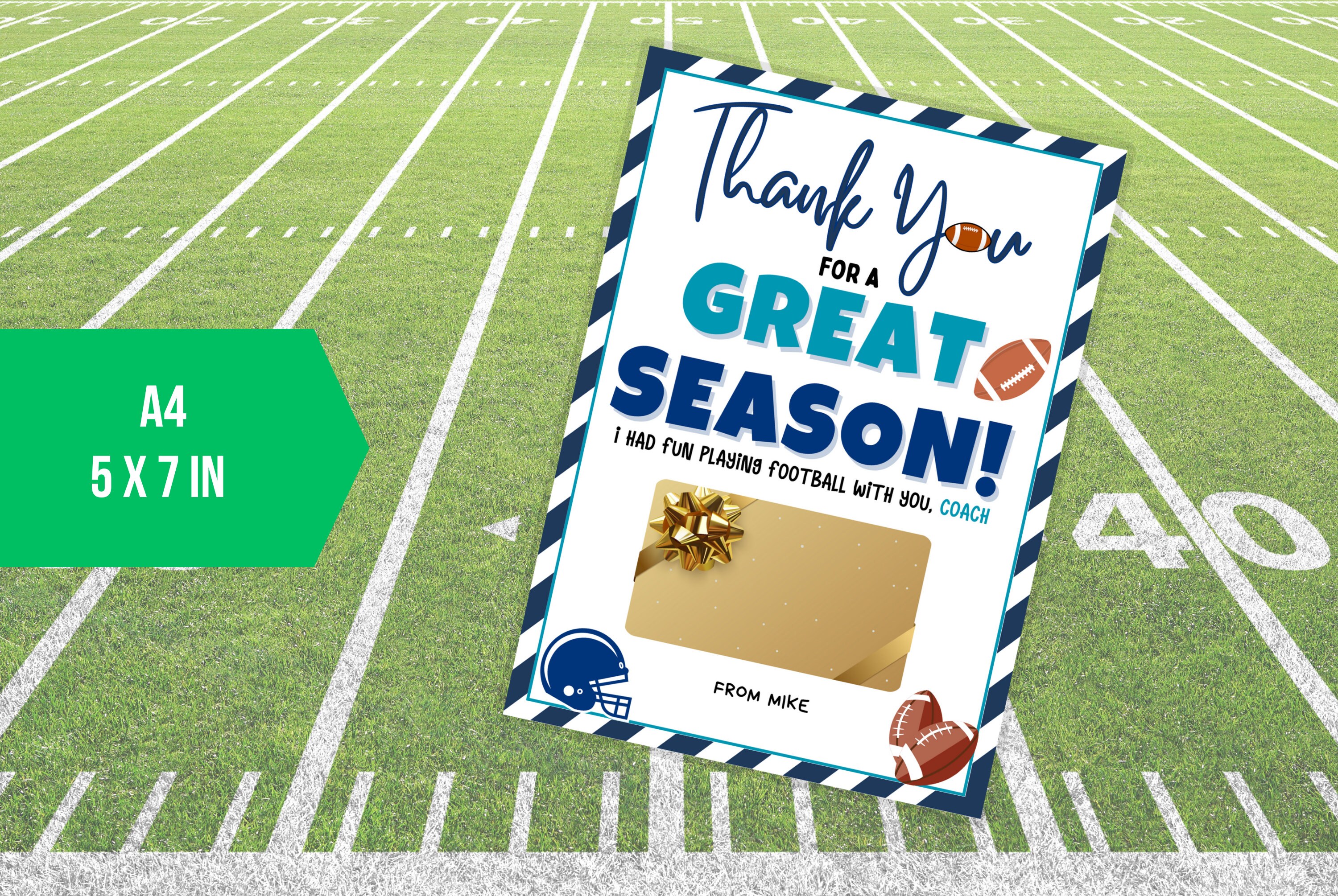 EDITABLE Football Coach Appreciation Gift Card Printable - Etsy