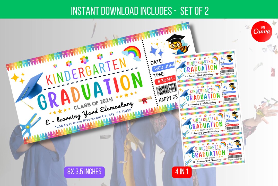 EDITABLE Pre School Graduation Ticket, Kindergarten Graduation, School ...