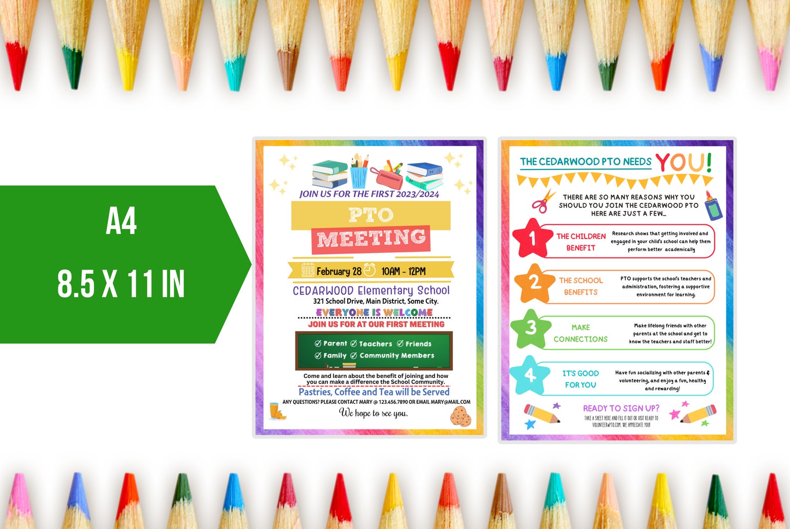 Editable PTO Flyer Bundle Printable School PTO Information - Etsy