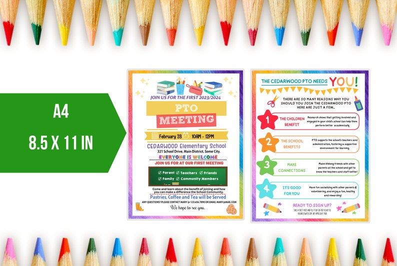 Editable PTO Flyer Bundle Printable School PTO Information - Etsy