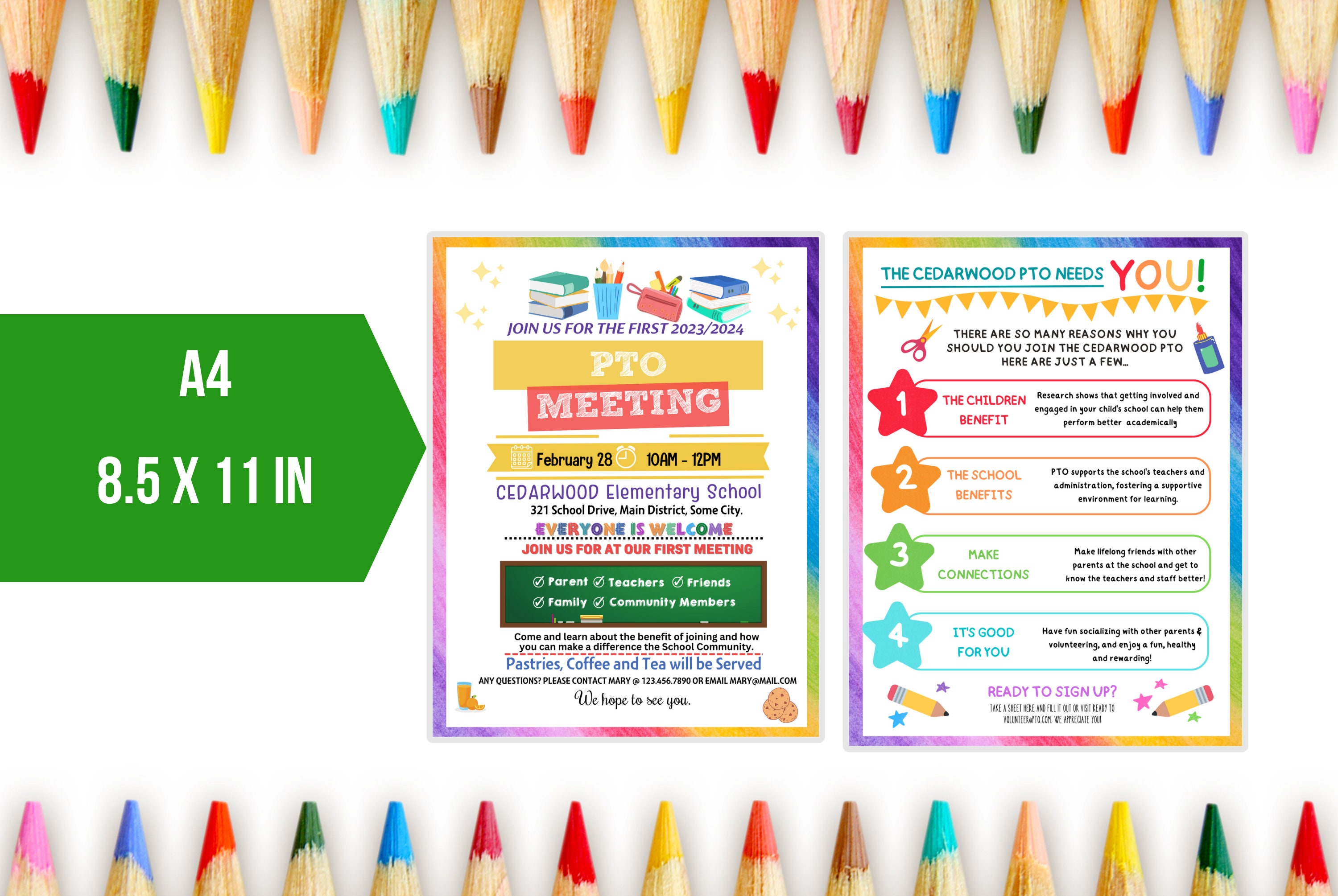 Editable PTO Flyer Bundle Printable School PTO Information - Etsy