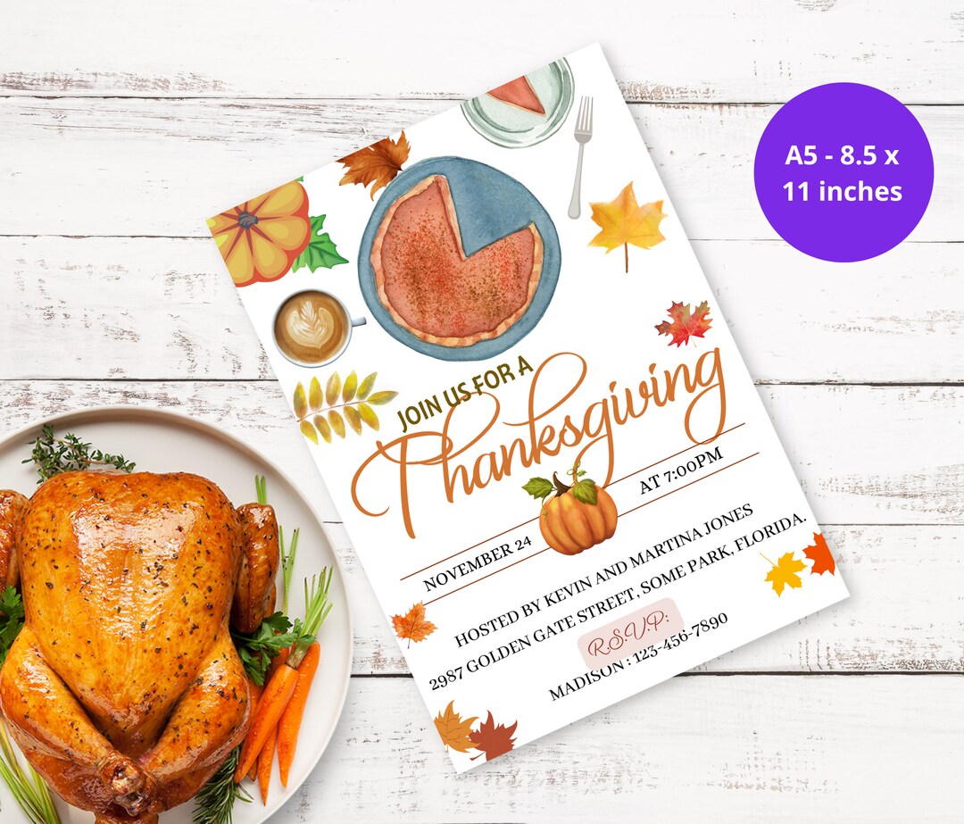 Editable Thanksgiving Invitation Friendsgiving Invite, Food and Friends ...
