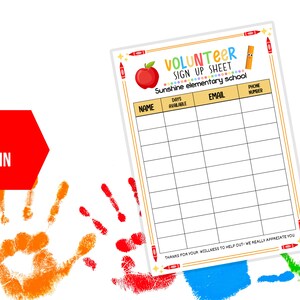 EDITABLE Teacher Volunteer Sheet, School Pto Pta Sign up Sheet ...