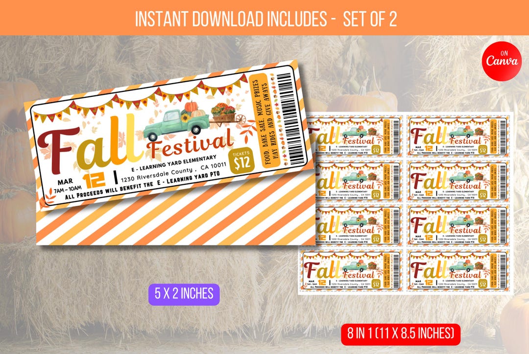EDITABLE Fall Harvest Festival Invitation Ticket, School Event Harvest ...