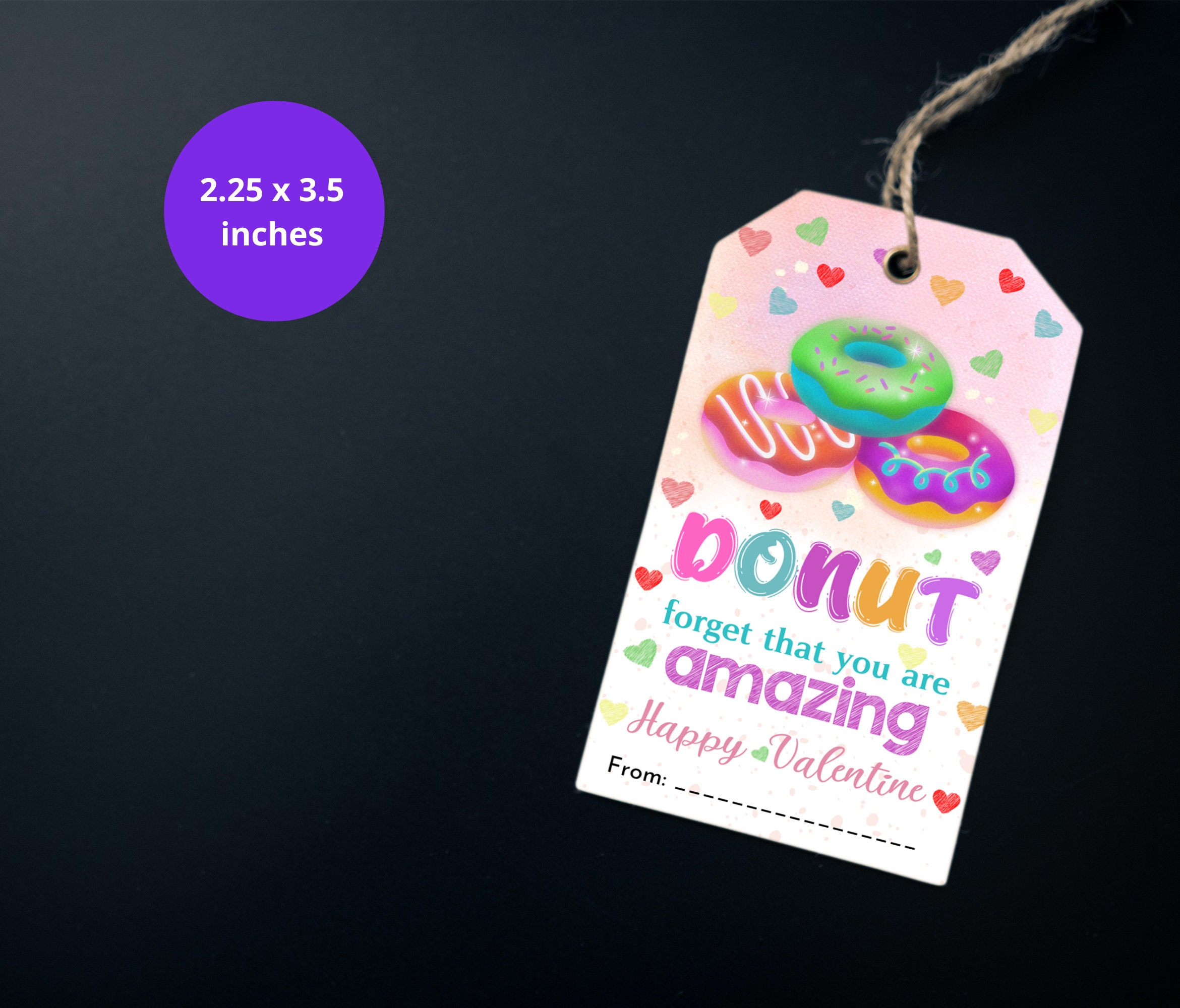 Donut Valentine's Day Gift Tag Template Printable Donut - Etsy