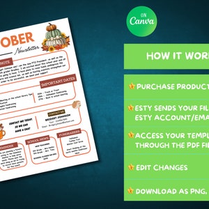 EDITABLE October Newsletter Template, Classroom Printable Handout Flyer ...