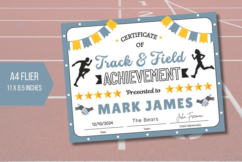 EDITABLE Track & Field Achievement Certificate, Award Certificates ...
