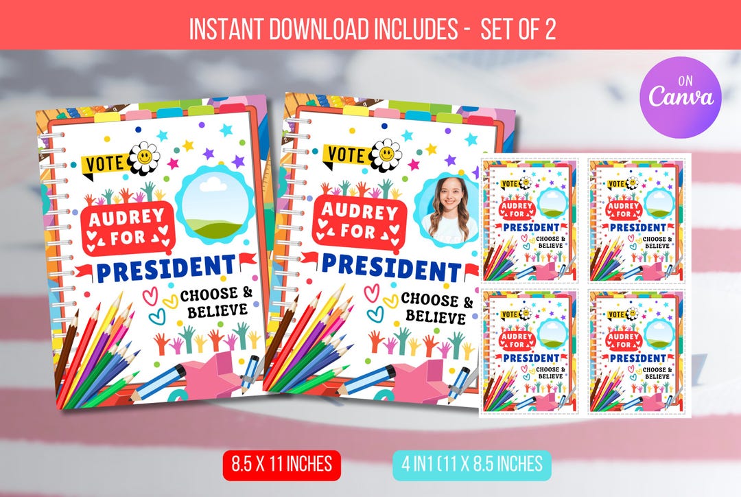 EDITABLE Presidential Campaign Poster, Class Campaign President, High ...