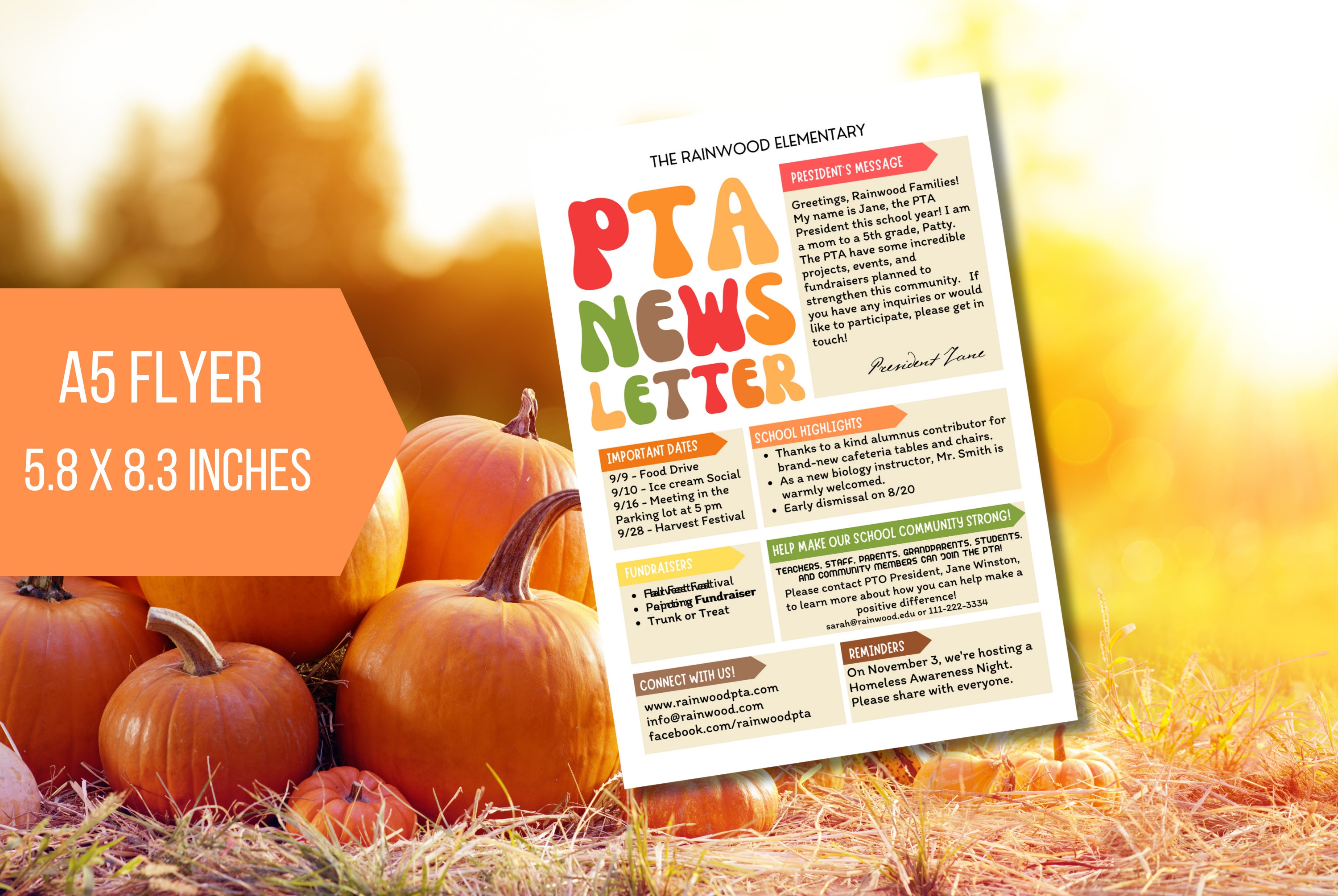 EDITABLE PTA Newsletter Flyer Template Printable Handout - Etsy