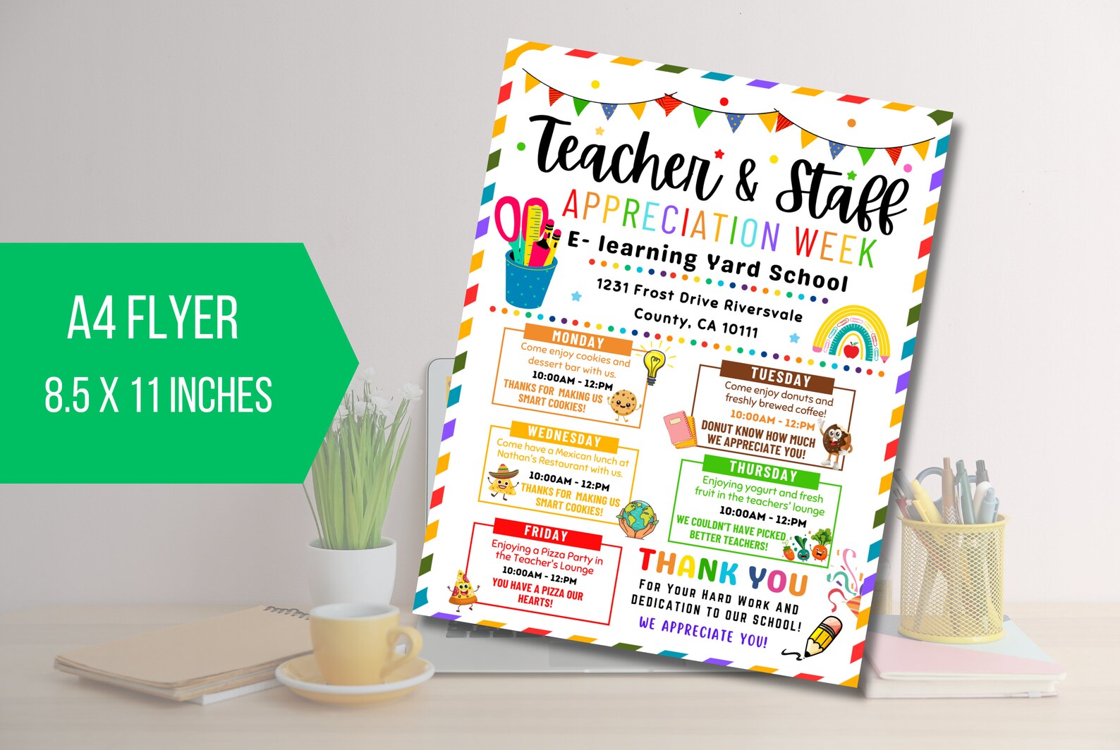EDITABLE Teacher and Staff Appreciation Invitation, Editable School ...