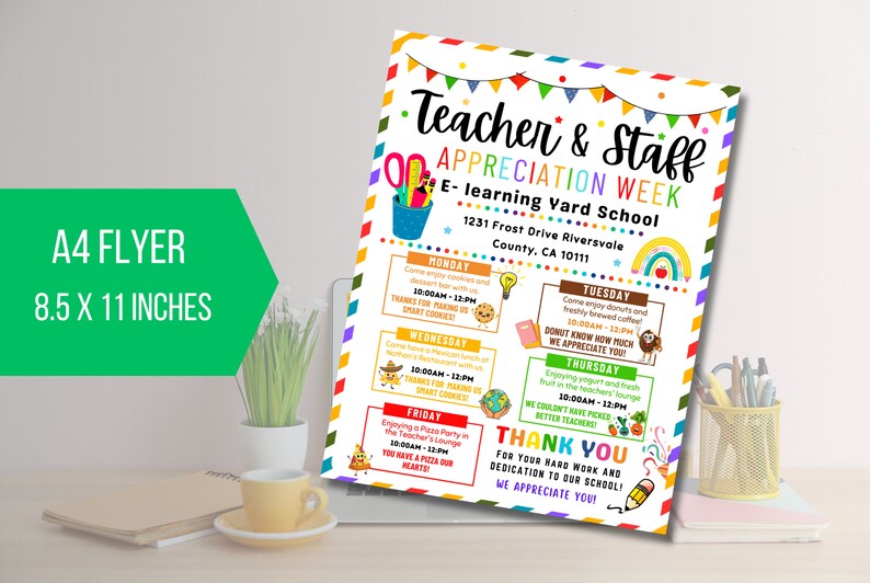EDITABLE Teacher and Staff Appreciation Invitation, Editable School ...