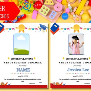 Printable Kindergarten Diploma, Editable School Diploma Certificate ...