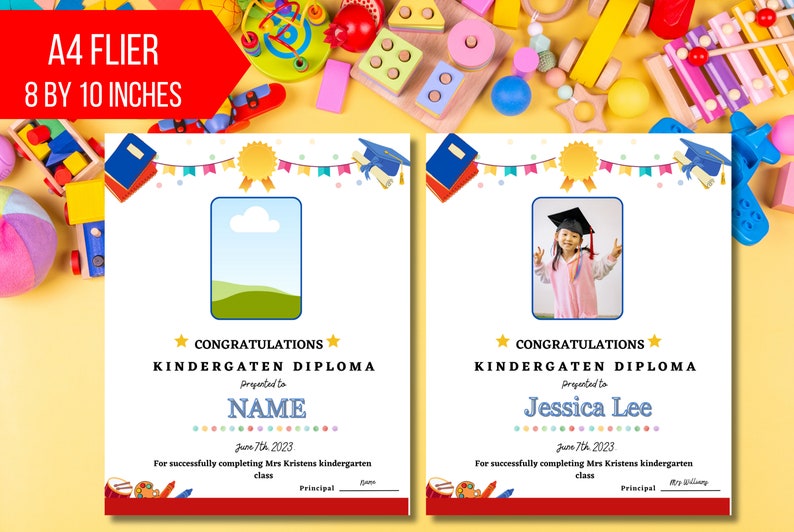Printable Kindergarten Diploma, Editable School Diploma Certificate ...