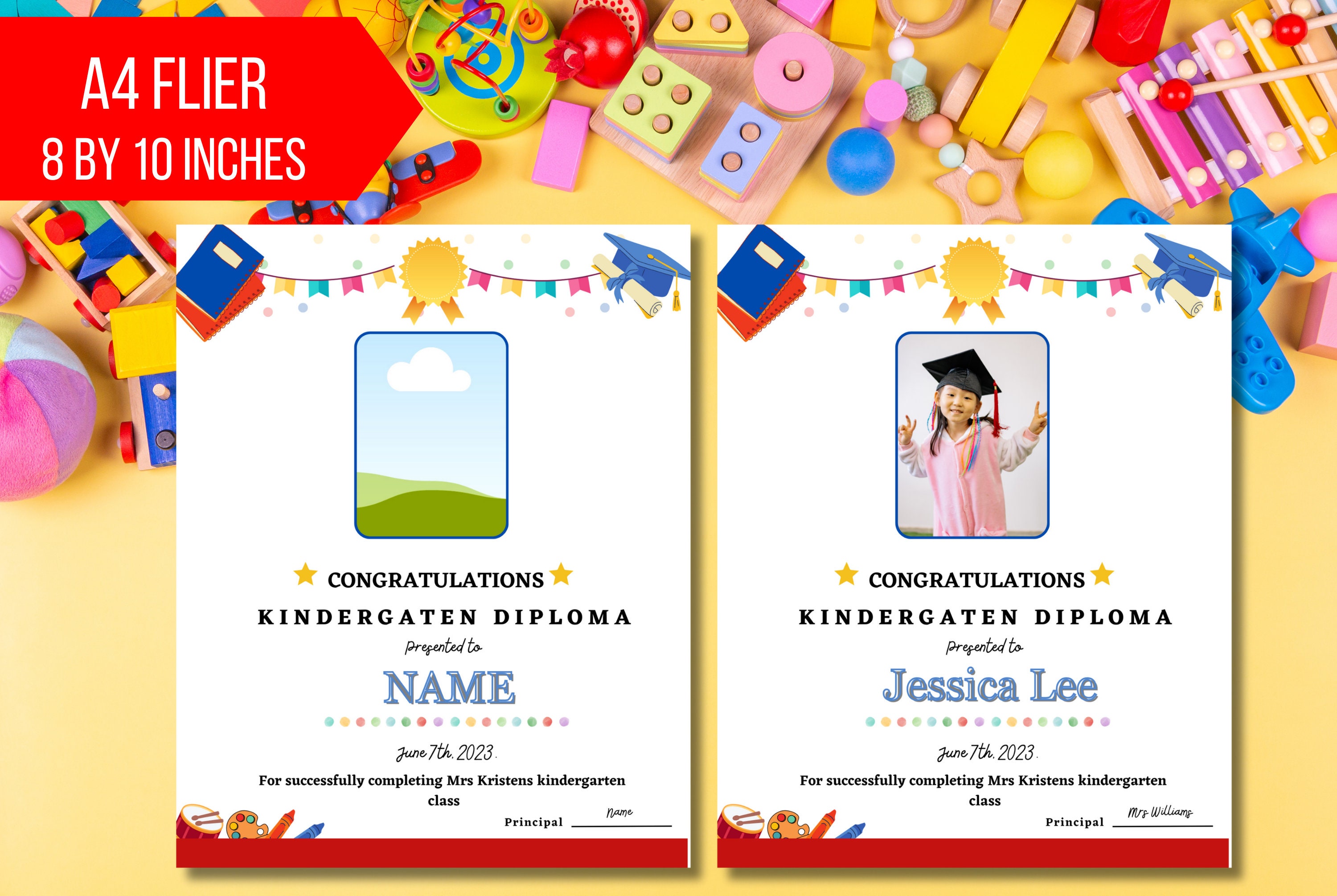 Printable Kindergarten Diploma, Editable School Diploma Certificate ...