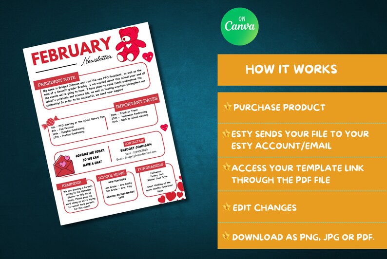 EDITABLE February Newsletter Template, Classroom Printable Handout ...
