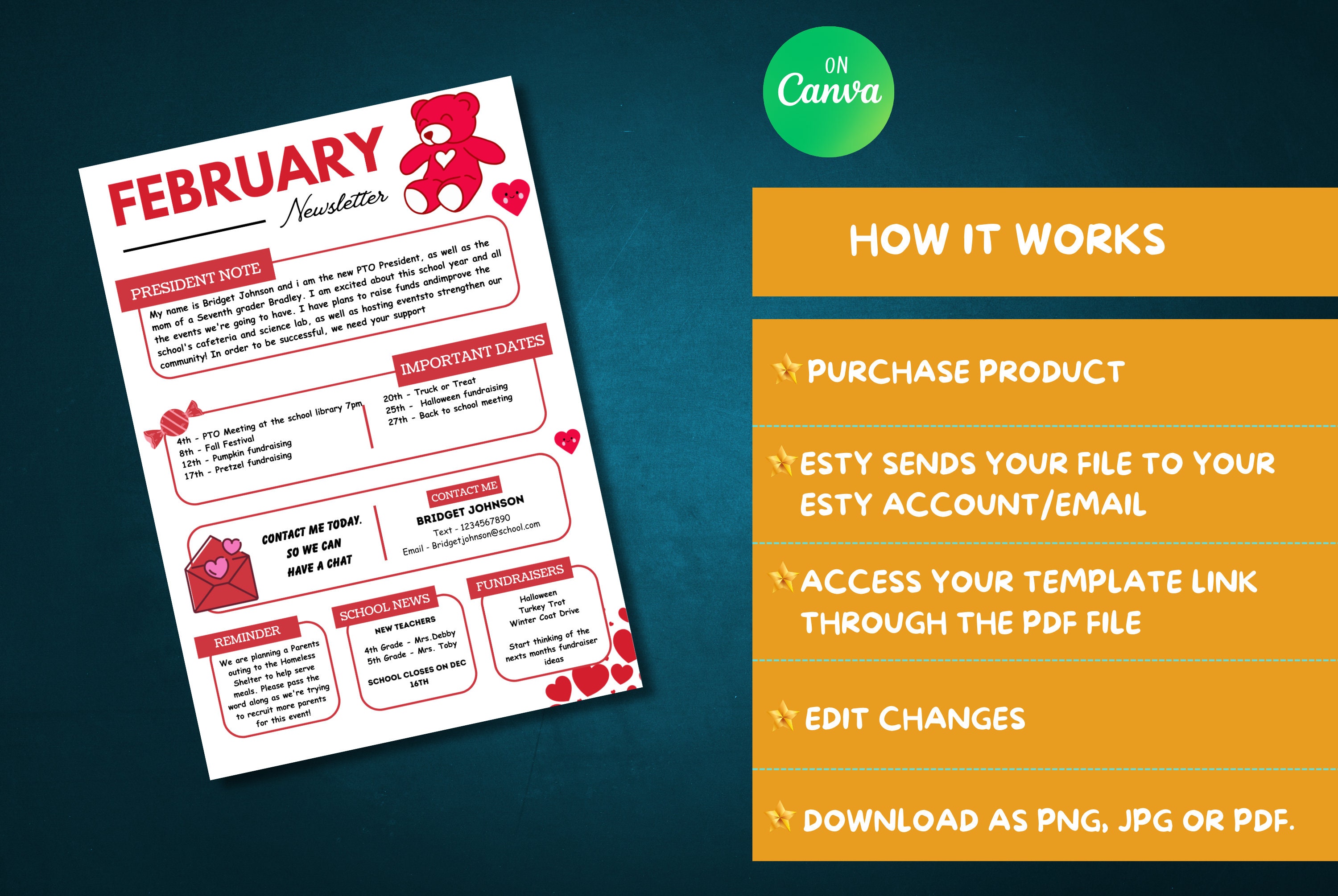EDITABLE February Newsletter Template Classroom Printable - Etsy