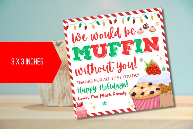 EDITABLE Appreciation Gift Tag, Muffin Without You Teacher Appreciation ...