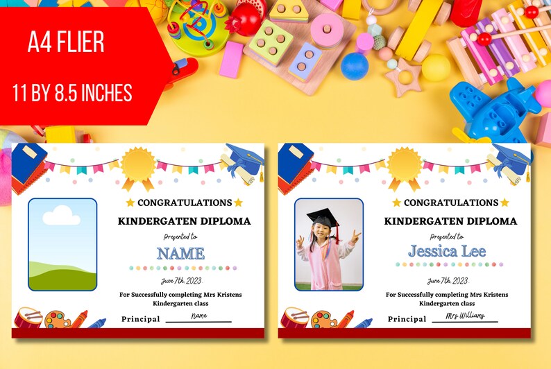 Printable Kindergarten Diploma, Editable School Diploma Certificate ...