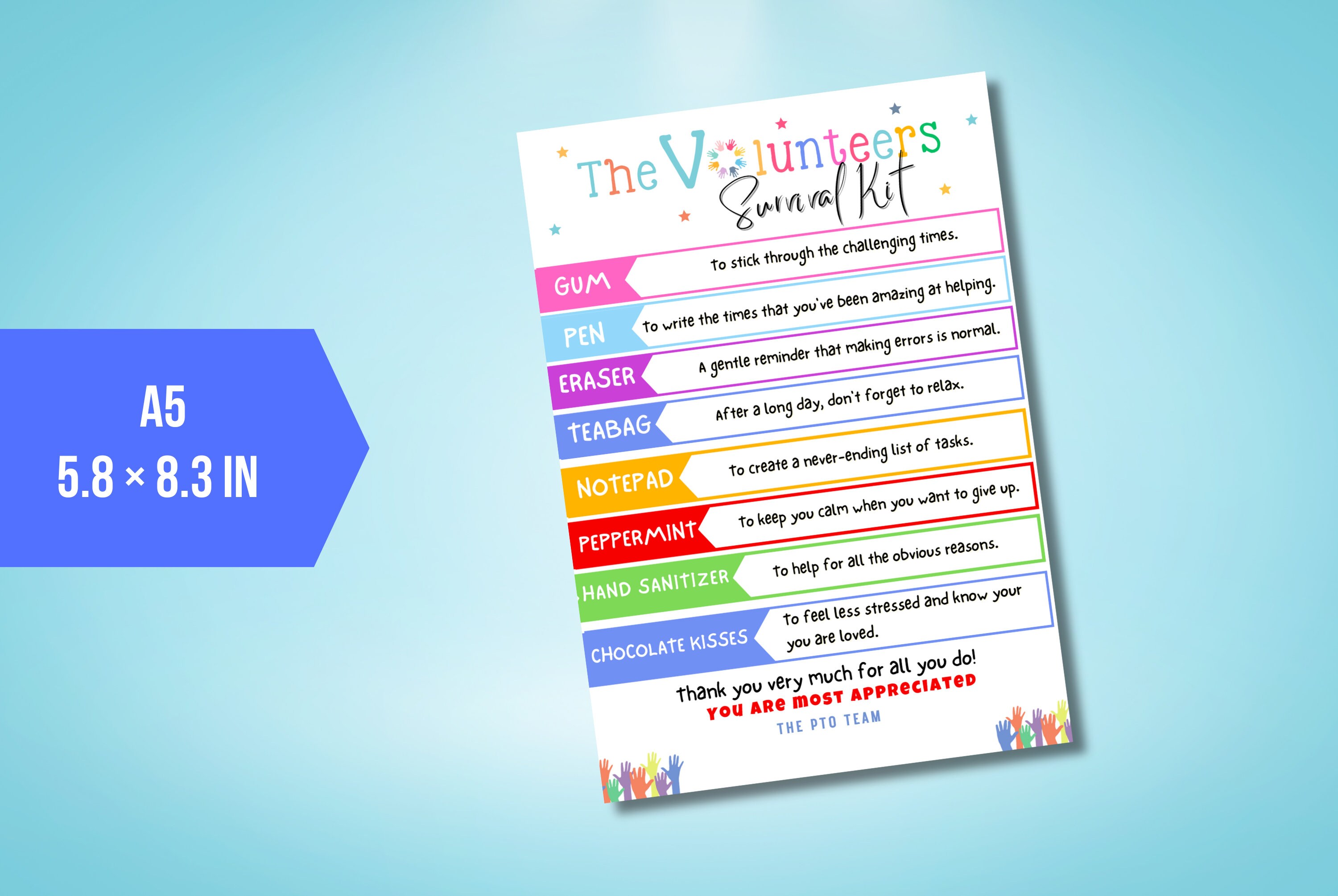 EDITABLE Volunteer Survival Kit Template Volunteer Thank You - Etsy