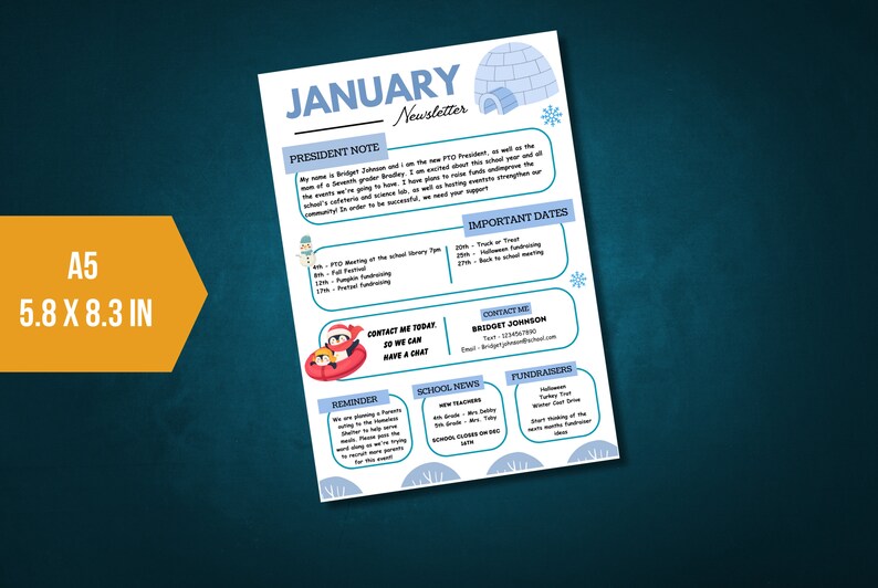 EDITABLE January Newsletter Template Classroom Printable - Etsy